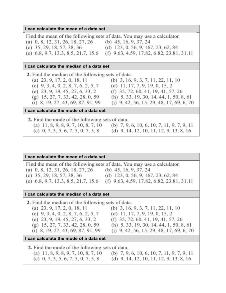 Mean, Median, Mode Practice Worksheet