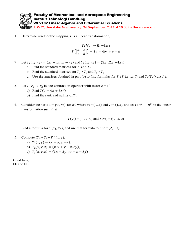 Linear Algebra & Differential Equations HW#2 - ITB 2025