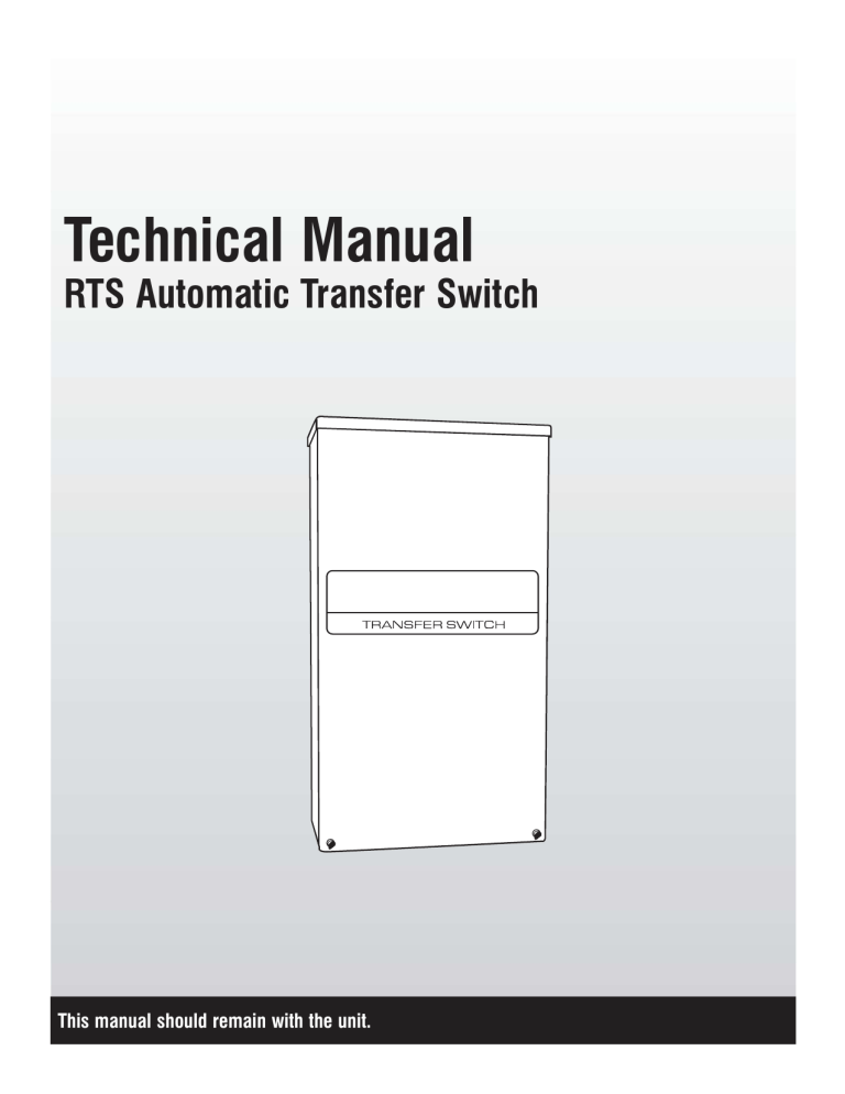 RTS Automatic Transfer Switch Technical Manual