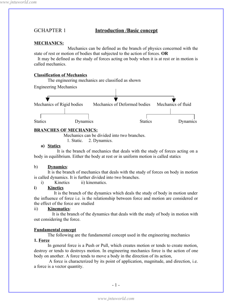 Engineering Mechanics: Statics & Dynamics - Lecture Notes