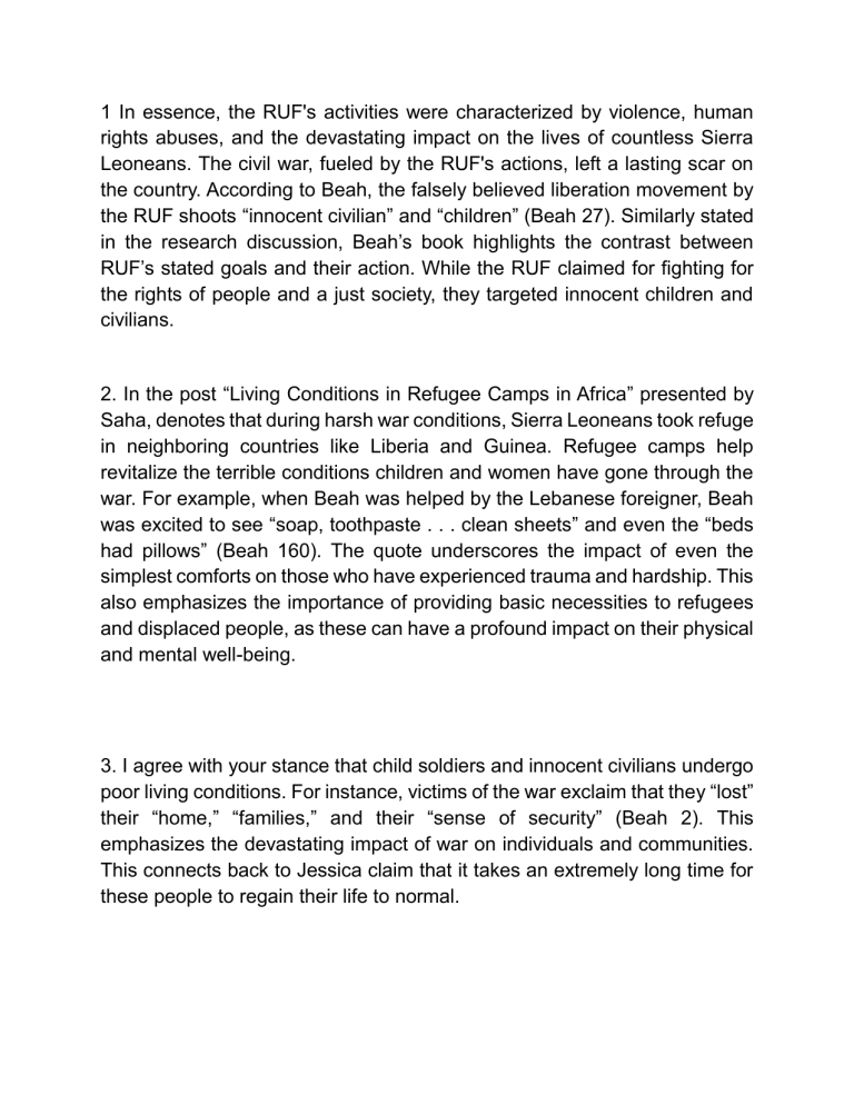 Sierra Leone Civil War: RUF Violence, Refugee Conditions & Child Soldiers