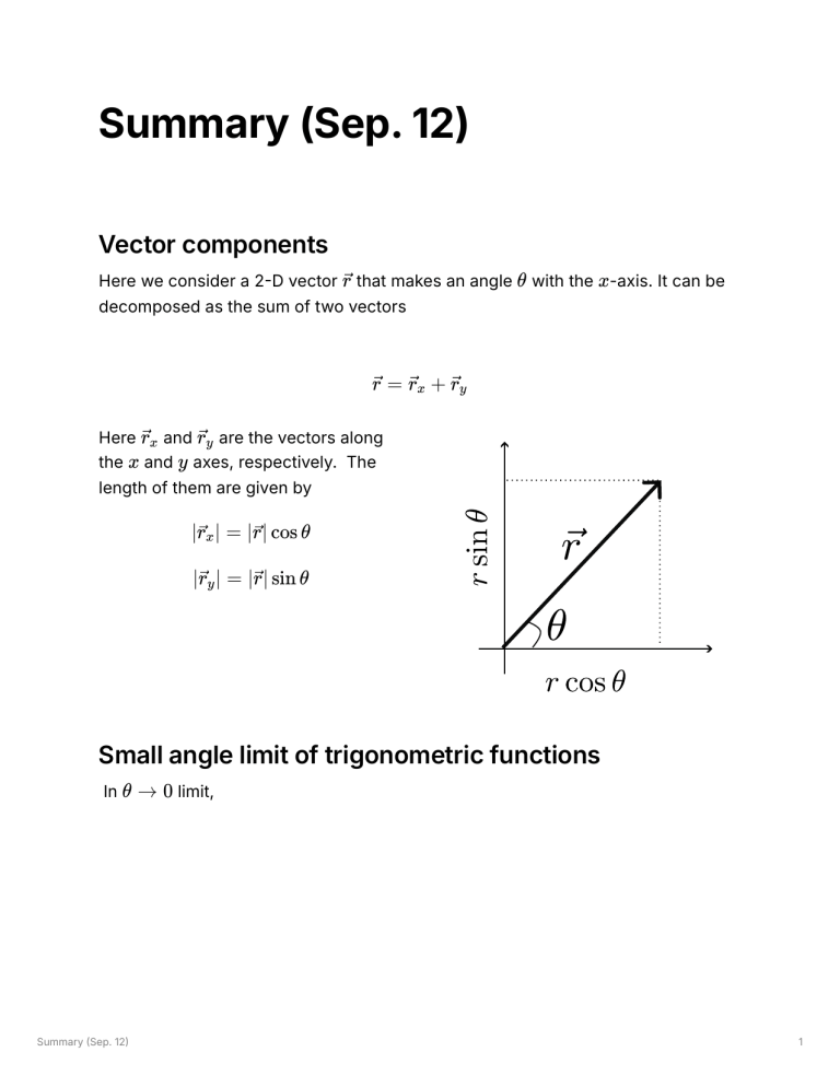 Physics Summary: Vectors & Circular Motion