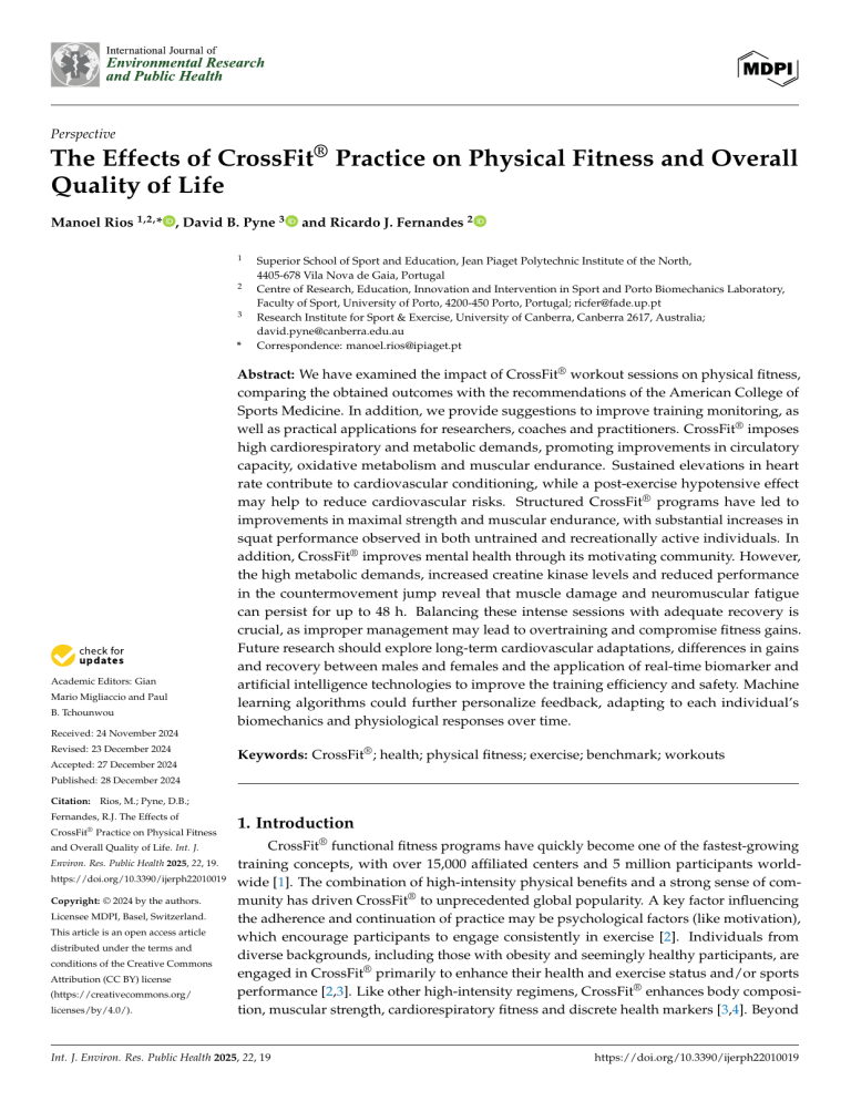 CrossFit® Effects on Fitness & Quality of Life: A Scientific Perspective