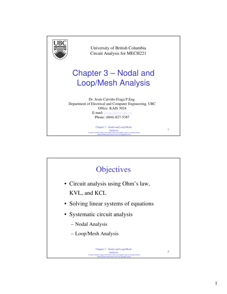 Nodal & Loop Analysis: Circuit Analysis MECH221