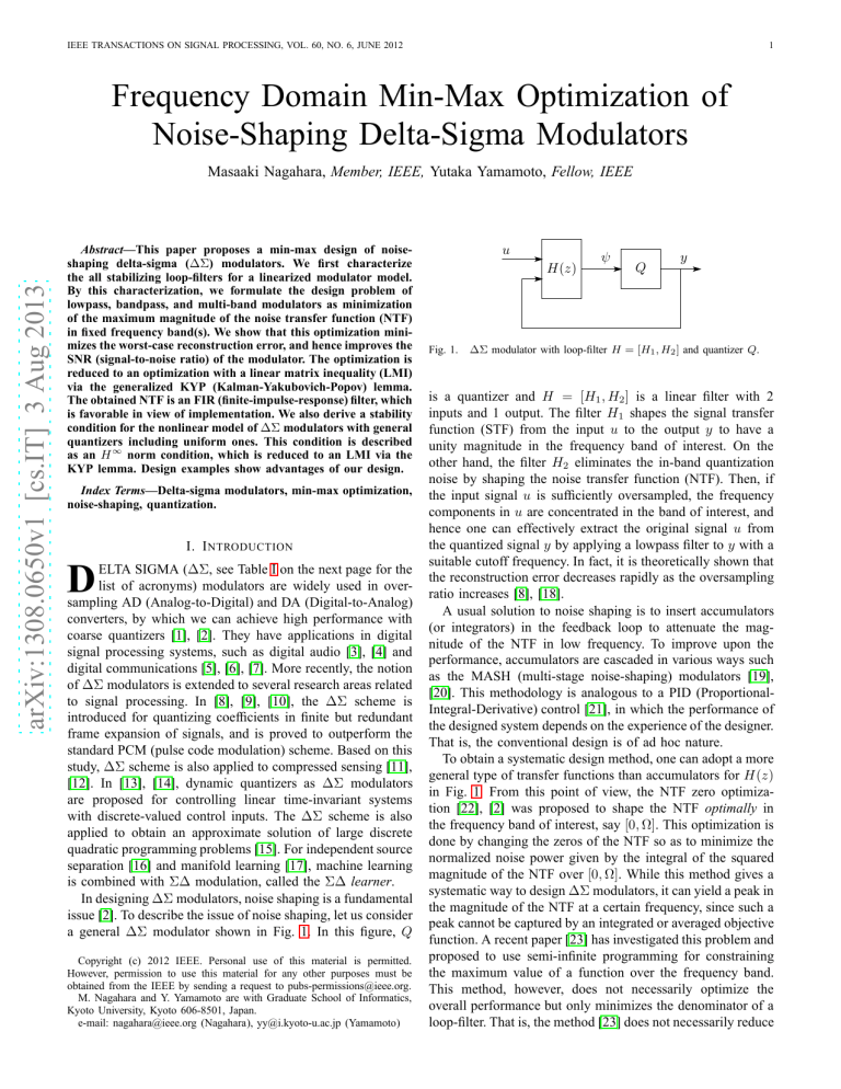 Min-Max Optimization of Noise-Shaping Delta-Sigma Modulators