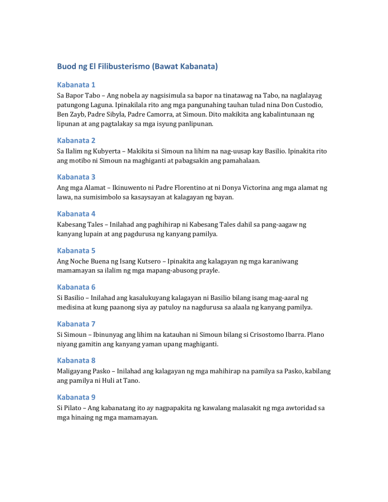 El Filibusterismo Chapter Summaries