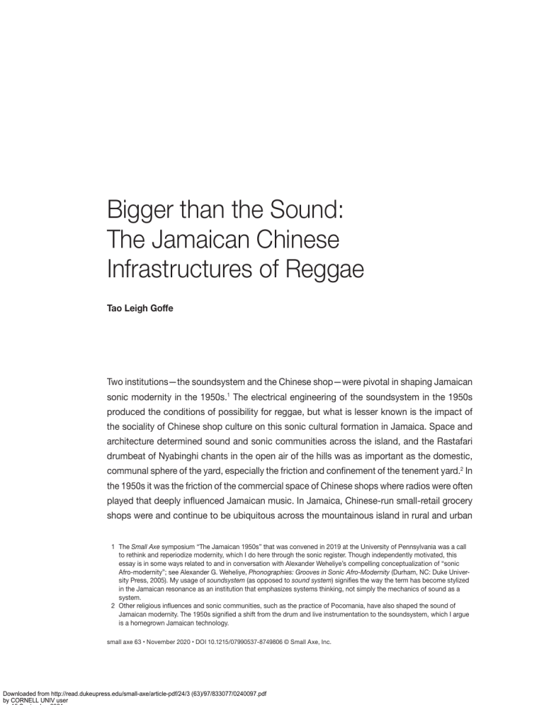 Jamaican Chinese Influence on Reggae: Soundsystems & Shops