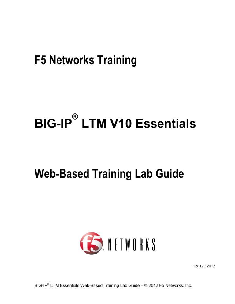 BIG-IP LTM V10 Essentials Lab Guide | F5 Networks Training