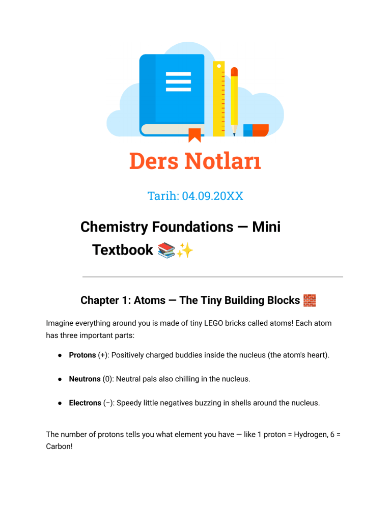 Chemistry Foundations Mini Textbook: Atoms, Bonds, Matter & Safety