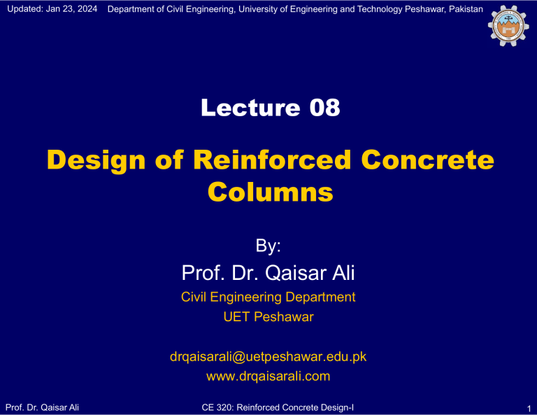 Reinforced Concrete Column Design: ACI Code & Examples