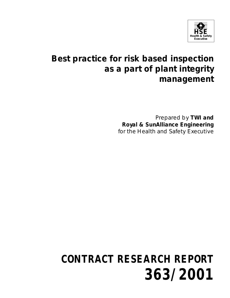 Risk Based Inspection Best Practices: Plant Integrity Management