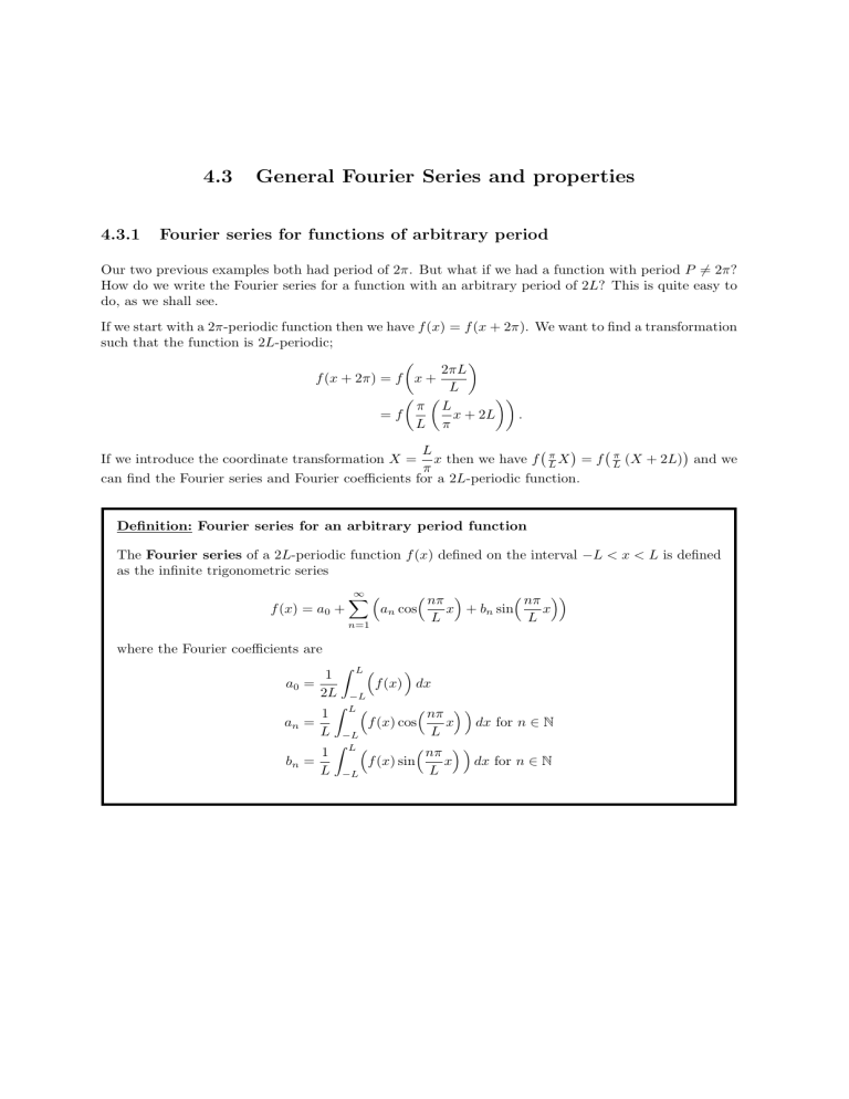 Fourier Series for Arbitrary Period Functions | Advanced Engineering Math
