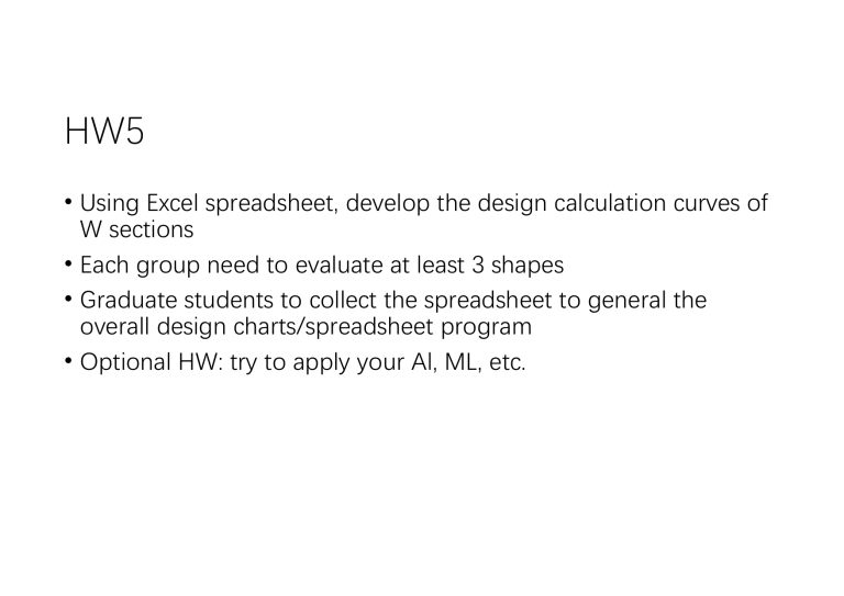 W Section Design Calculation Curves in Excel