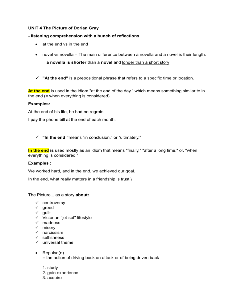 The Picture of Dorian Gray: Literary Analysis & English Language Study