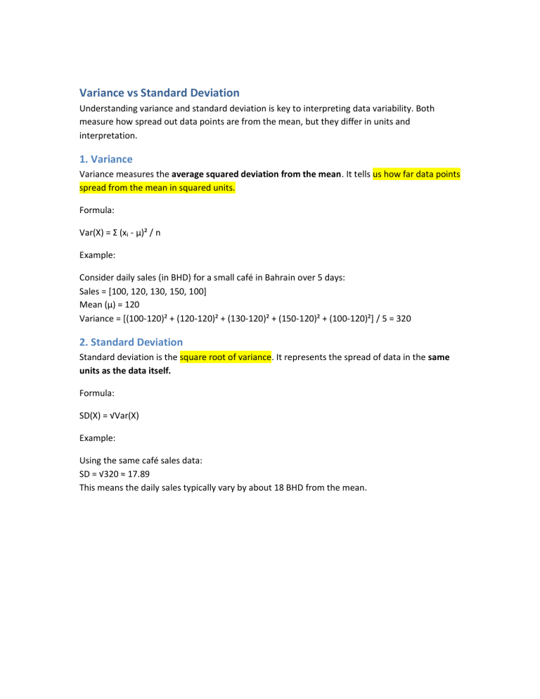 Variance vs Standard Deviation: Understanding Data Variability