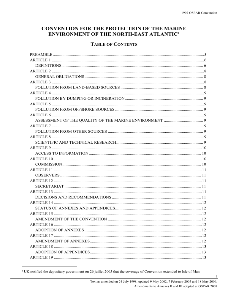 1992 OSPAR Convention: Marine Environment Protection