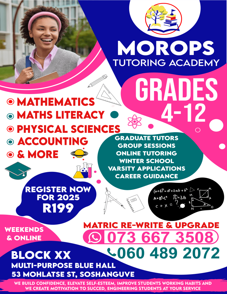 Morops Tutoring Academy: Grades 4-12, Matric Rewrite
