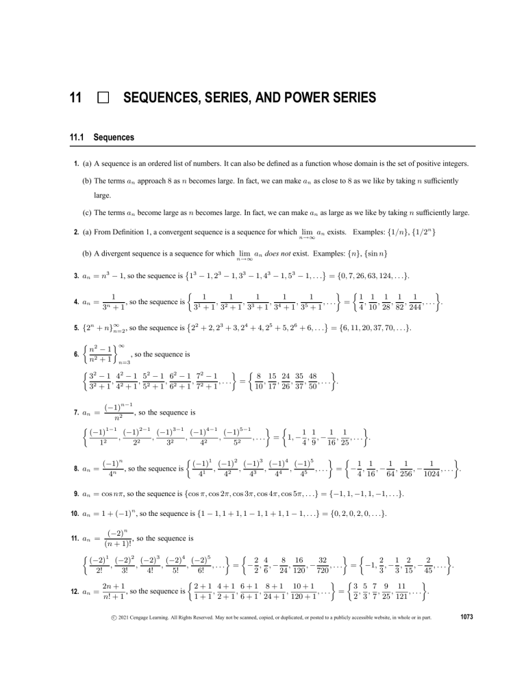 Sequences, Series, and Power Series: Textbook Excerpt