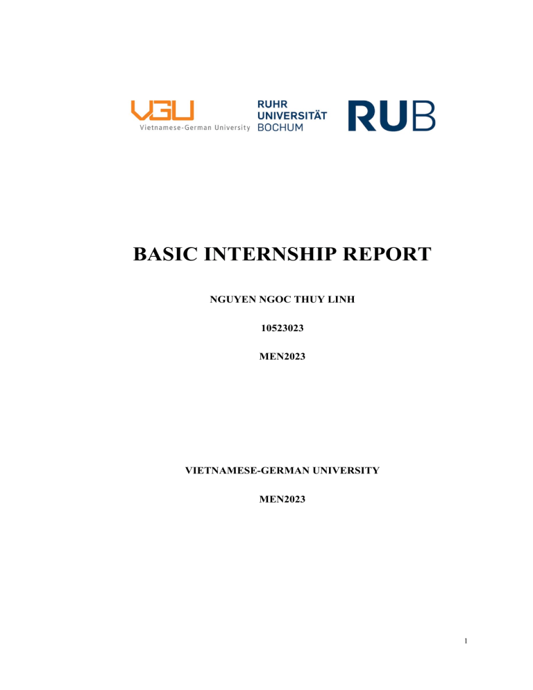 Basic Internship Report: Manufacturing Processes at VGU (2024)