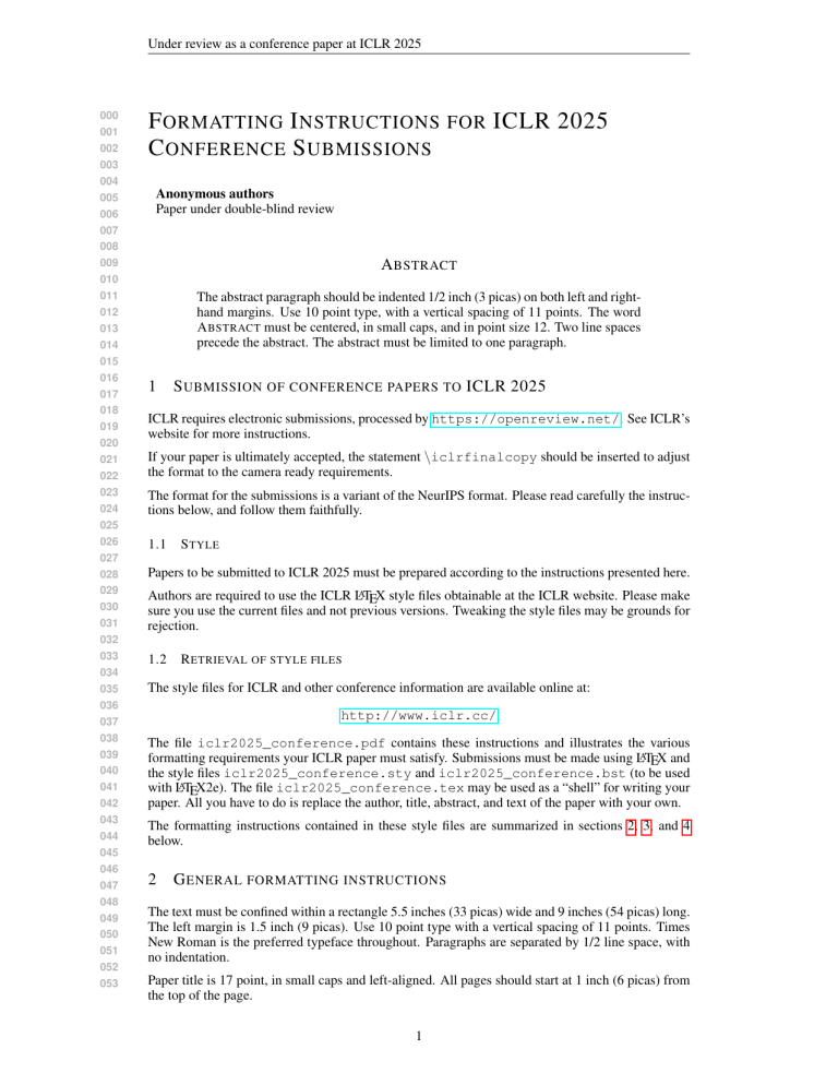 ICLR 2025 Conference Paper Formatting & Submission Instructions