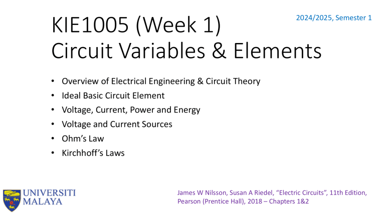 KIE1005 Circuit Variables & Elements: Electrical Engineering Basics