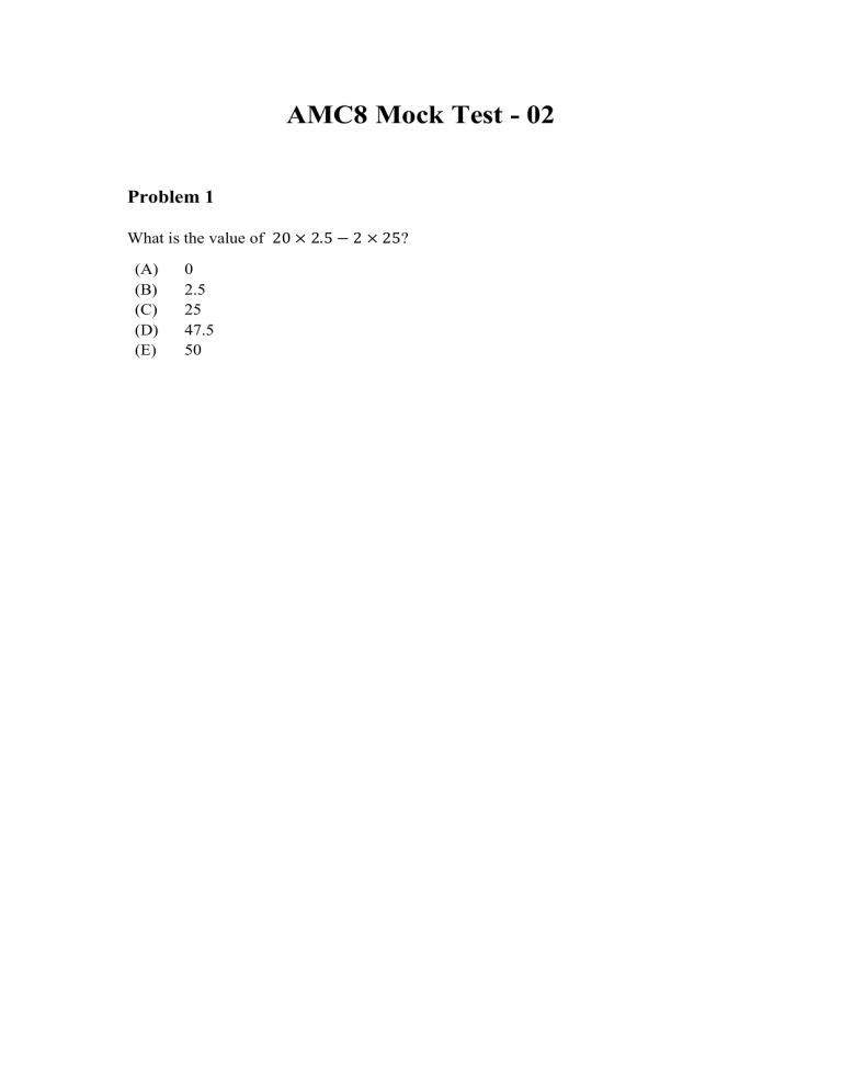 AMC8 Mock Test - 02: Middle School Math Practice Problems
