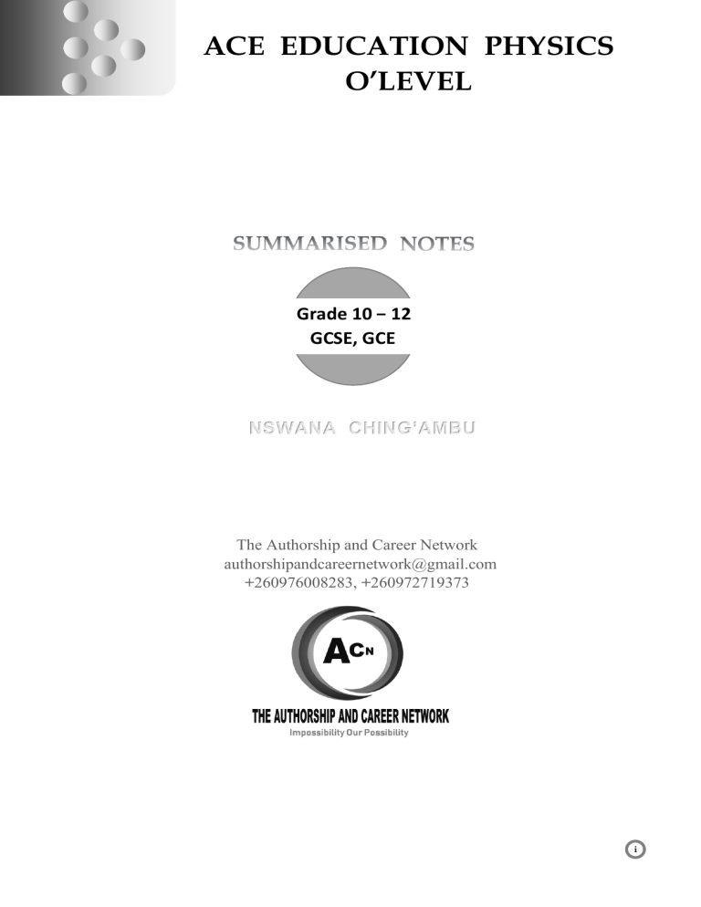 O'Level Physics Notes: Measurements, Mechanics, Waves