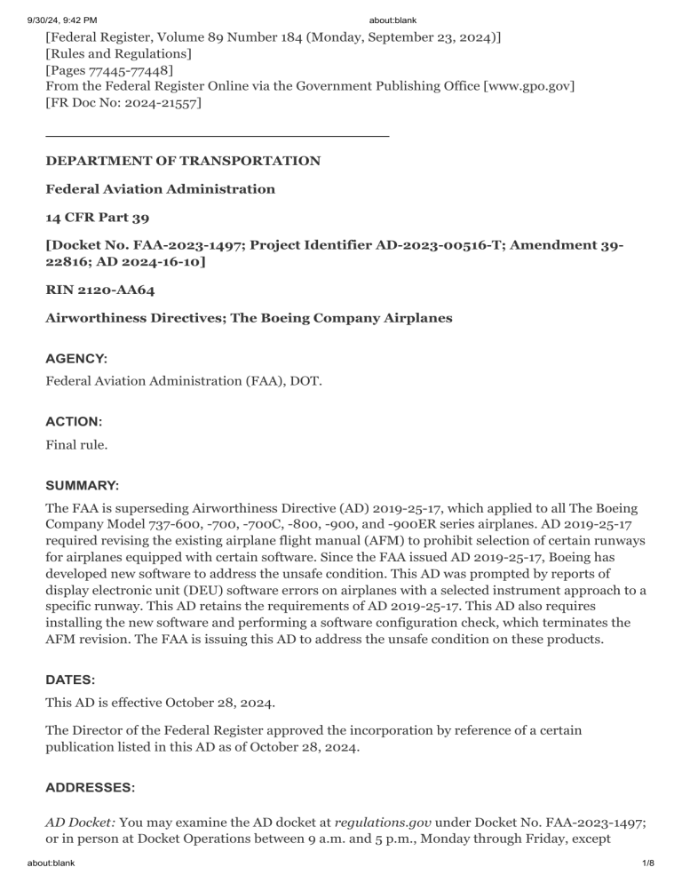 FAA AD 2024-16-10