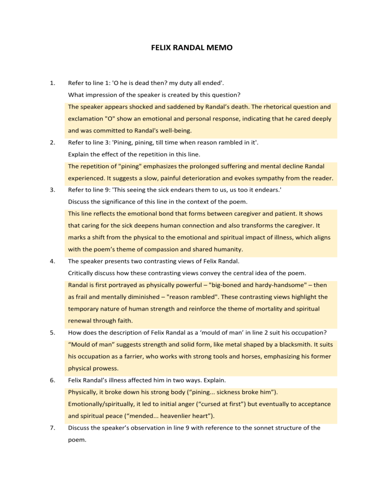Felix Randal Poem Analysis: Study Guide & Q&A