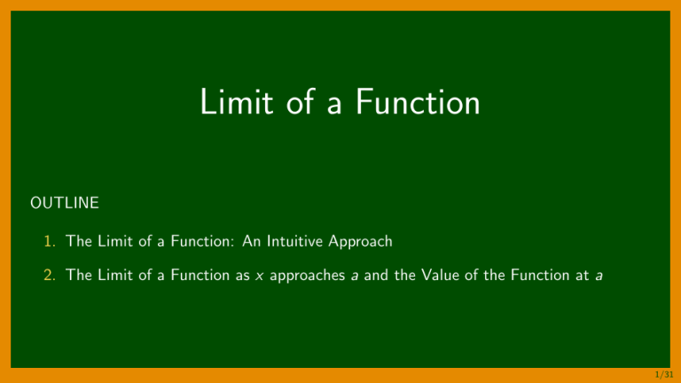 Limit of a Function: Intuitive Approach & Value at a Point - Calculus