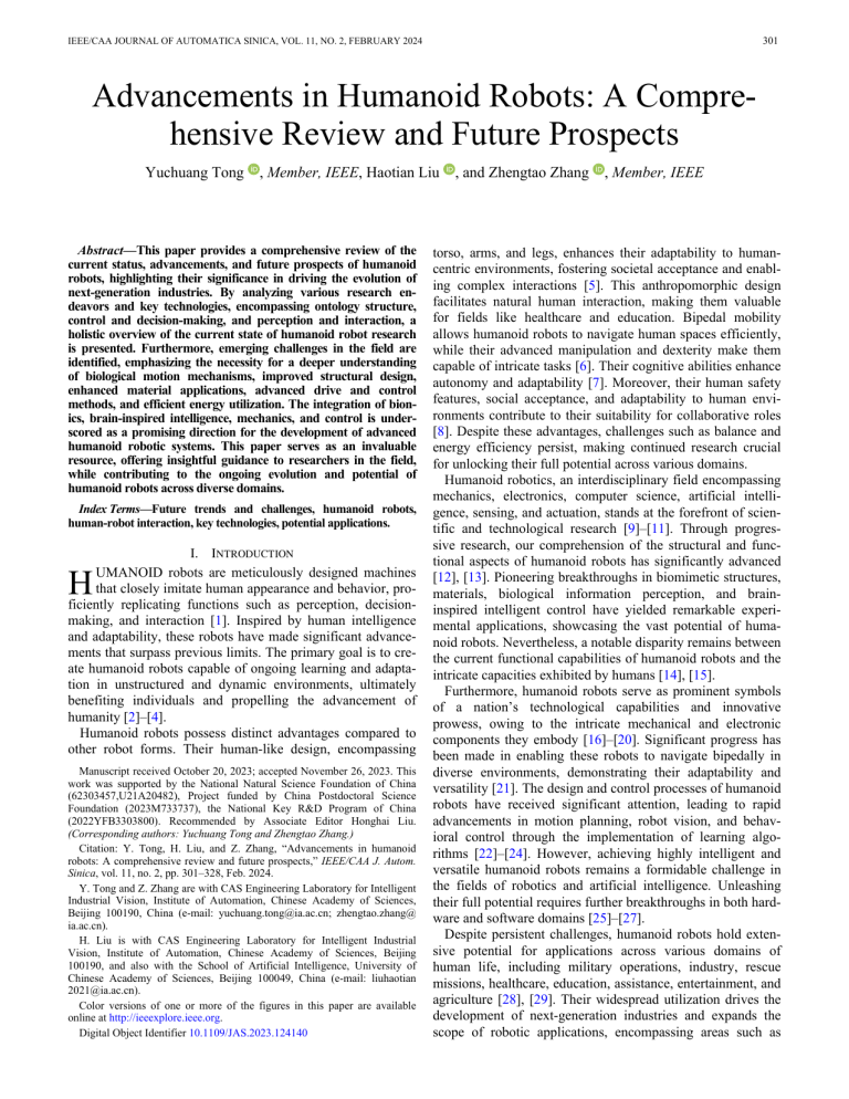 Advancements in Humanoid Robots: Review, Technologies & Future Prospects