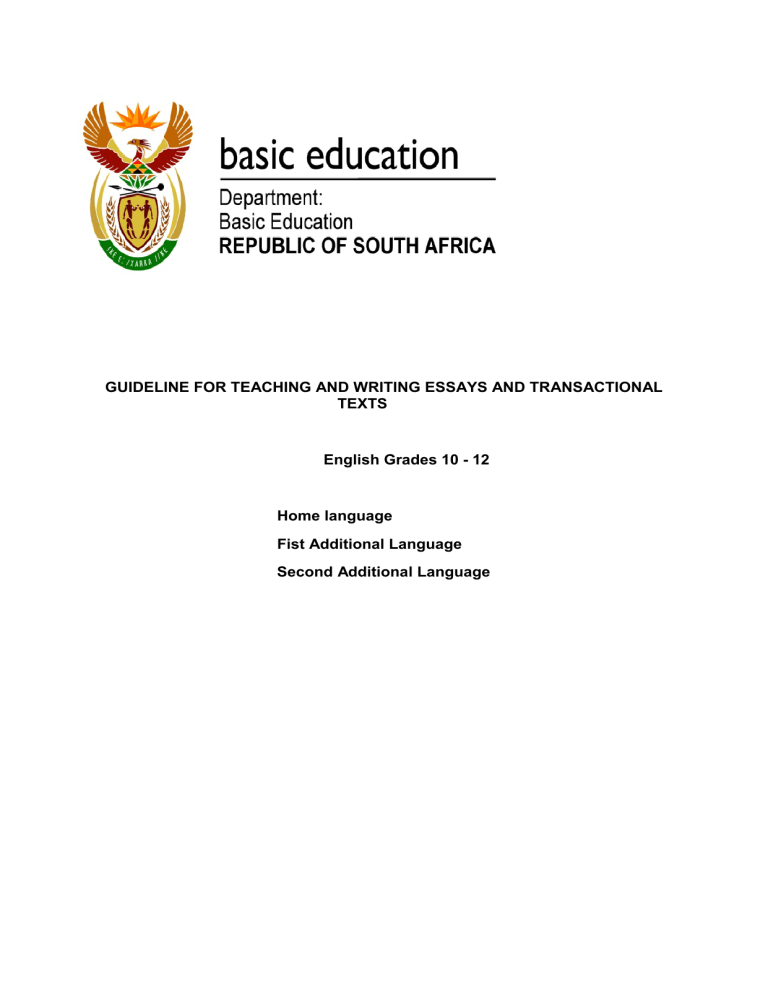 Essay & Transactional Text Writing Guide for Grades 10-12