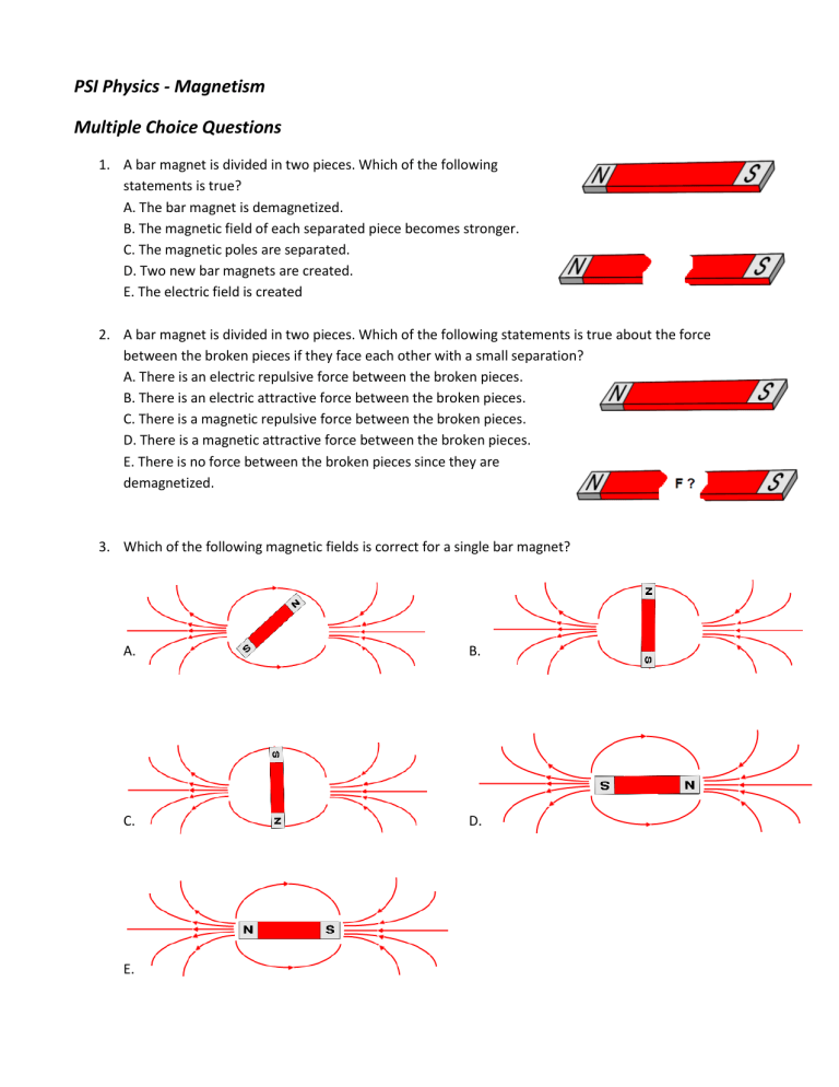 Magnetism Physics Multiple Choice Questions