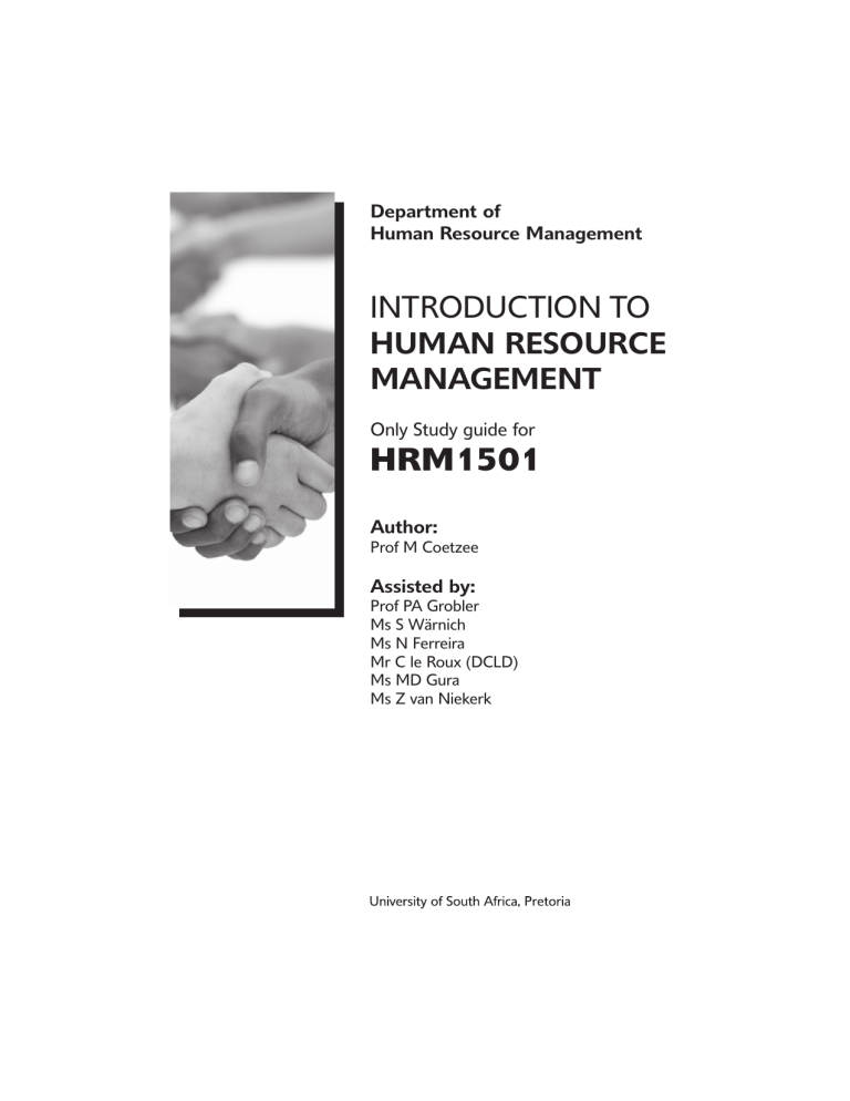 Introduction to Human Resource Management Study Guide