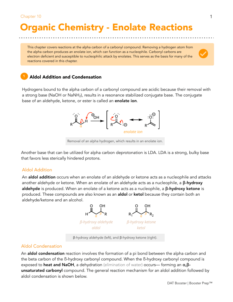 Enolate Reactions: Aldol, Claisen, Michael Additions