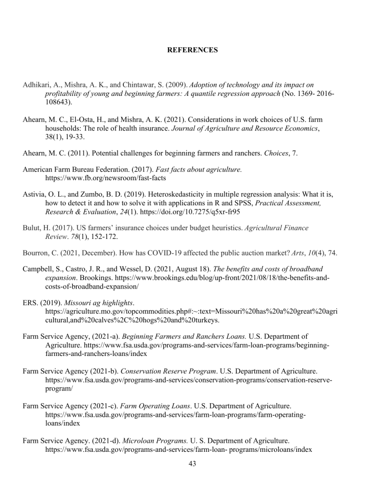 Agricultural Economics Research References | Farm Policy & Finance