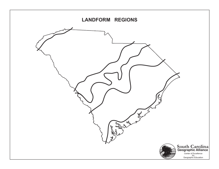 South Carolina Landform Regions Map | Geographic Education Worksheet