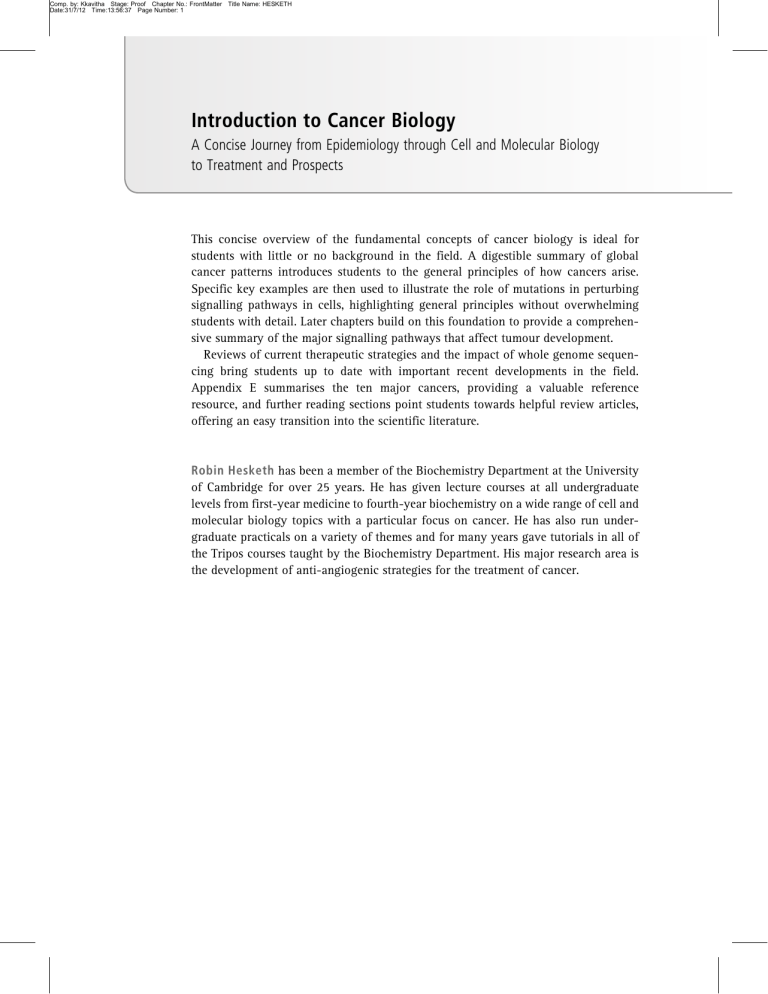 Introduction to Cancer Biology: A Concise Journey