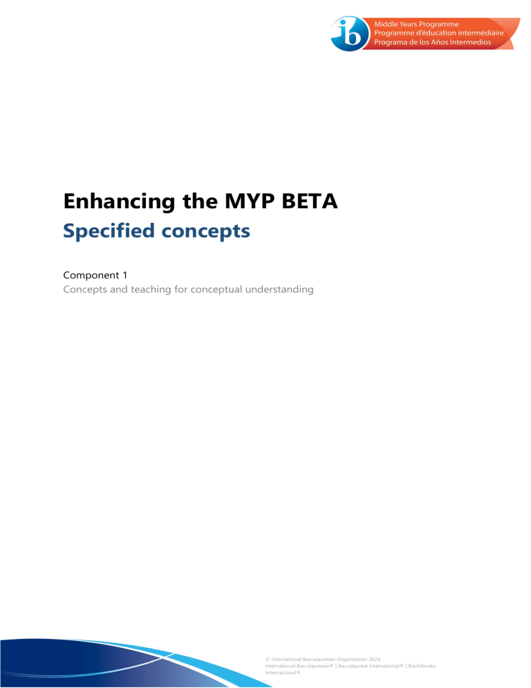 MYP BETA Specified Concepts: International Baccalaureate Curriculum Guide