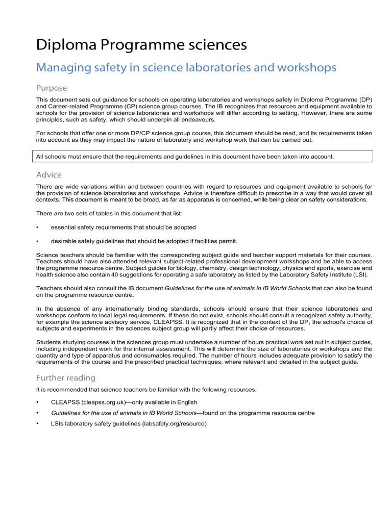 IB DP Science Lab Safety: Essential Requirements & Guidelines
