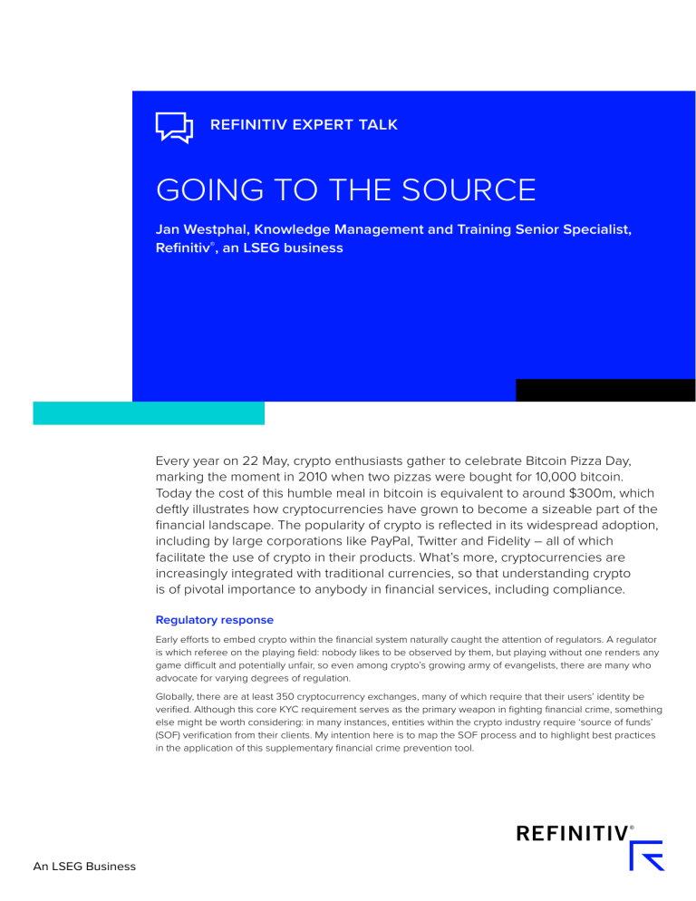 Refinitiv Expert Talk: Going to the Source on Crypto SOFs & Compliance