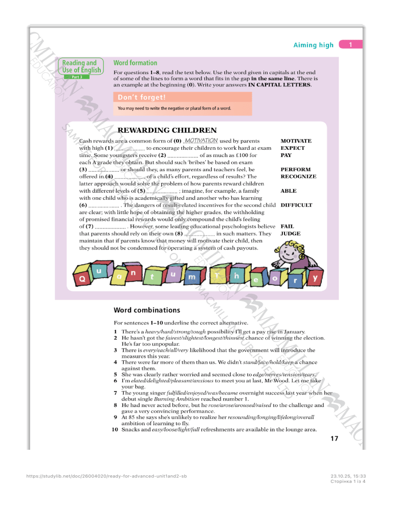 English Word Formation & Vocabulary Exercises