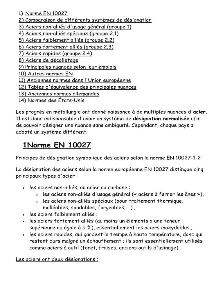 Steel Designation Standards: EN 10027 & Equivalences