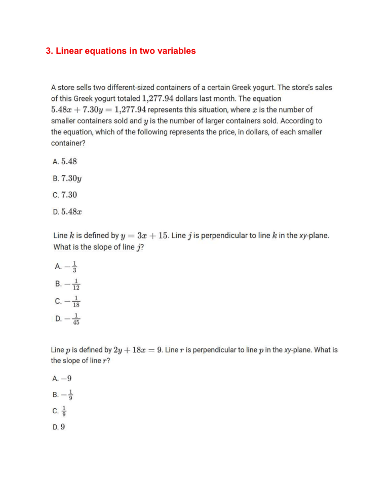 Linear Equations Worksheet: Algebra Practice