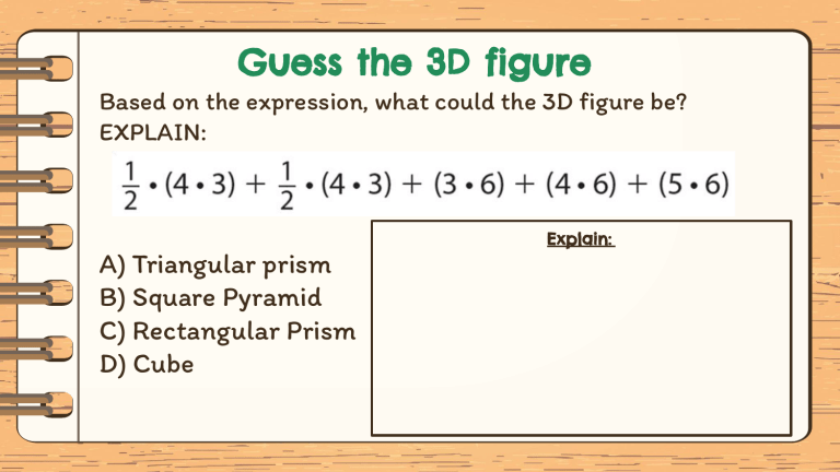 Guess the 3D Figure: Surface Area Problem - Triangular Prism