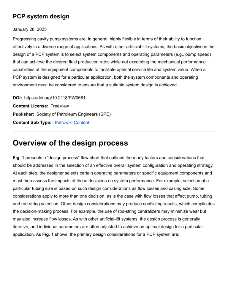 PCP System Design: Progressing Cavity Pump Engineering & Calculations
