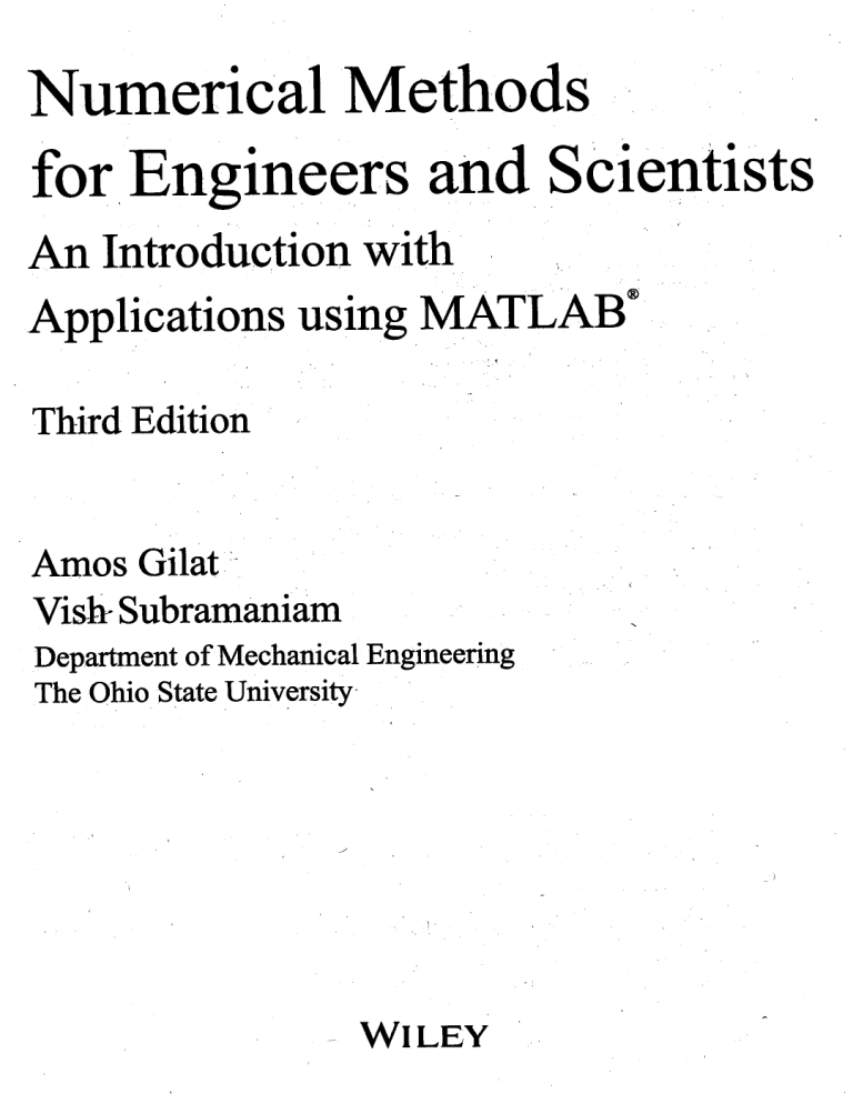 Numerical Methods for Engineers & Scientists: MATLAB Applications