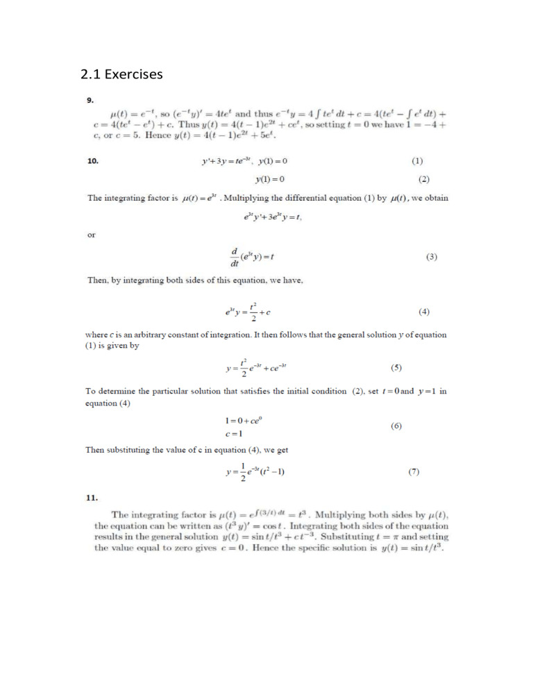 Differential Equations Exercises: Integrating Factors