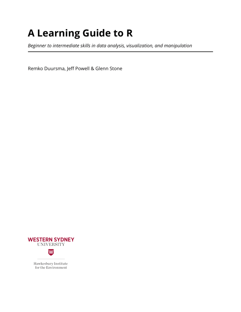 R Learning Guide: Data Analysis, Visualization & Manipulation