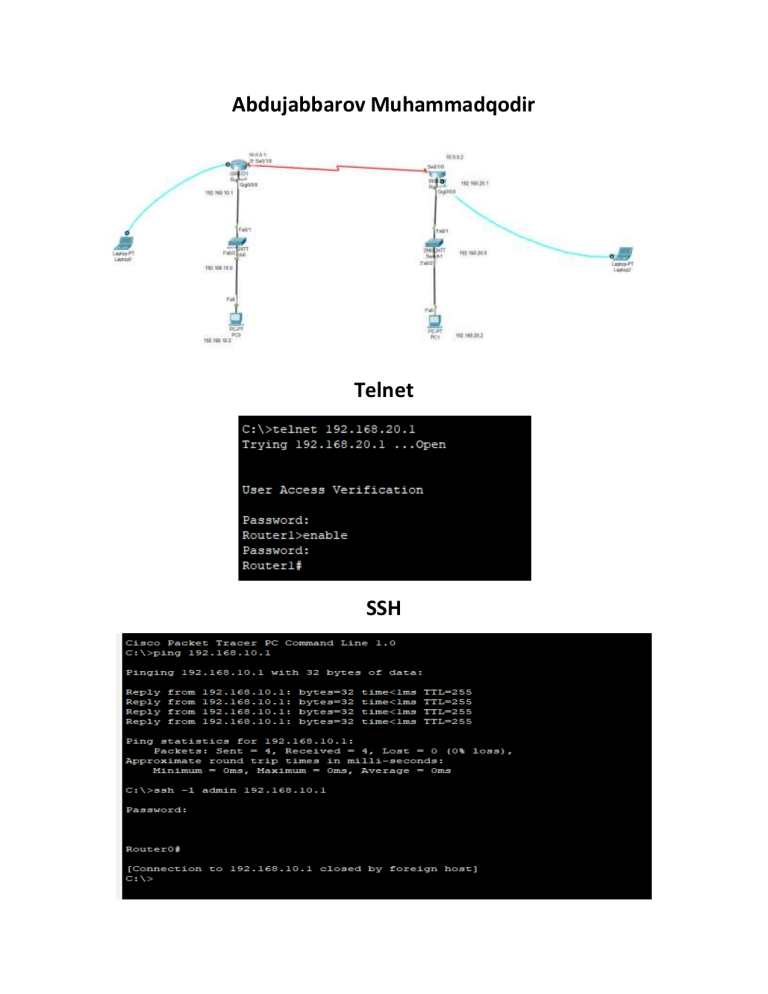 Network Configuration: Telnet & SSH Example